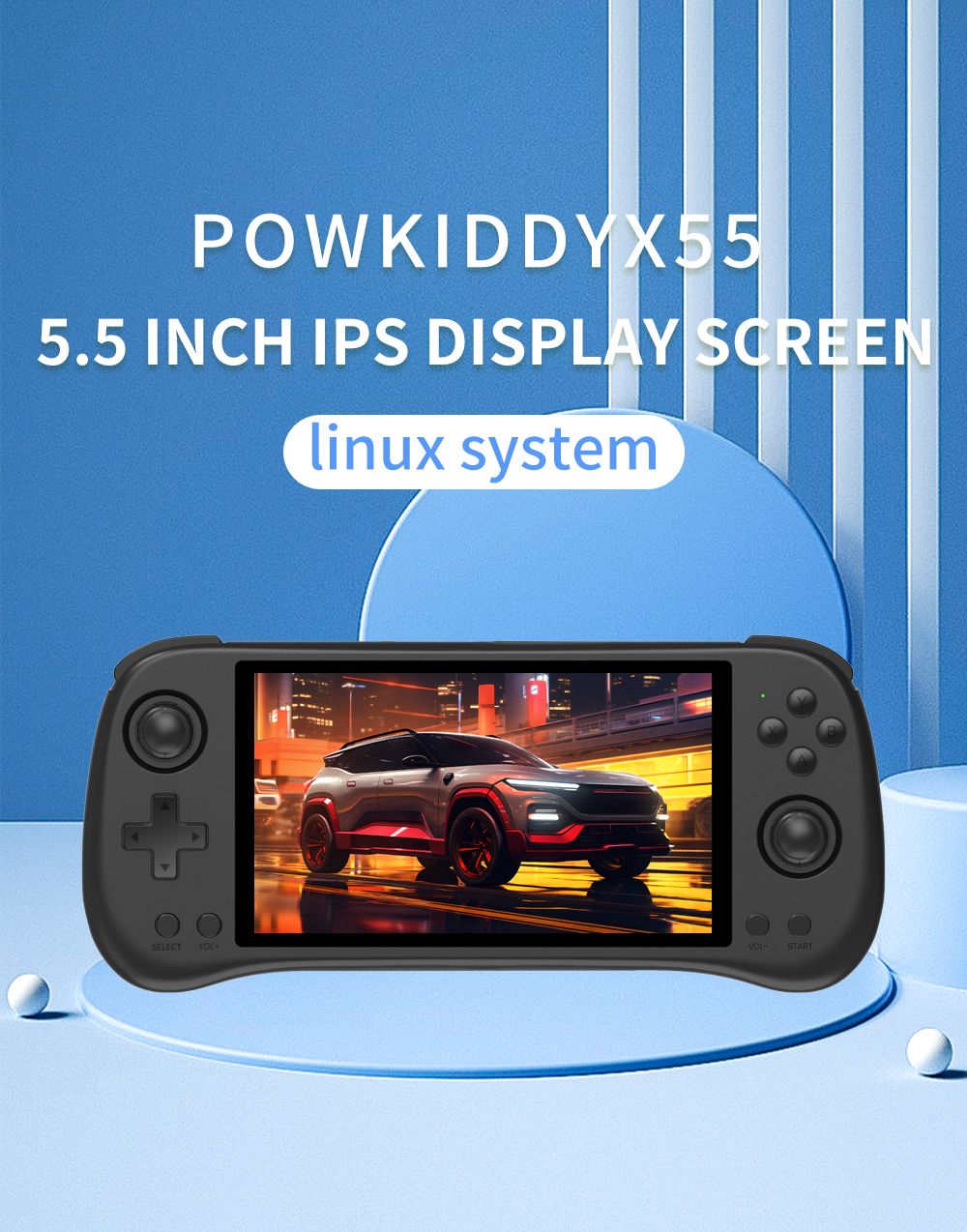 POWKIDDY X55 Handheld game console RK3566 5.5 Inch IPS Screen WiFi ...