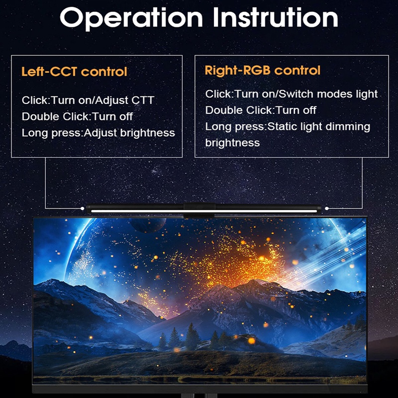 RGB Led Monitor Light Bar Dimmable Lampu Monitor Screenbar Desk Lamp ...