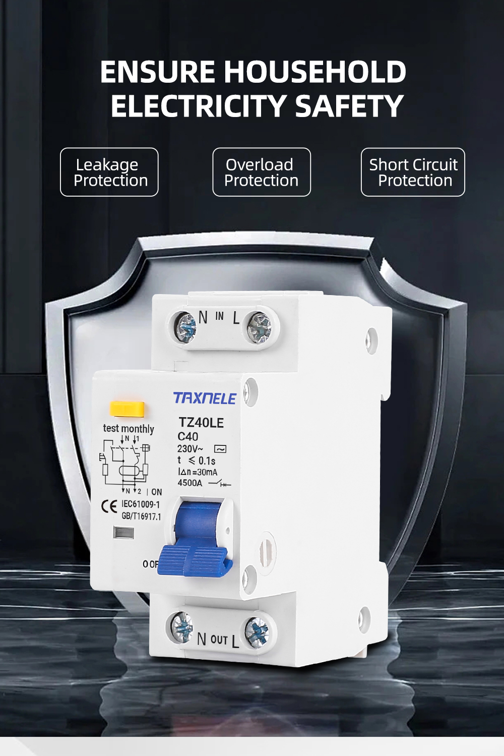 RCBO MCB DPNL Residual Current Circuit Breaker 1P+N DZ30LE DZ40LE EPNL ...