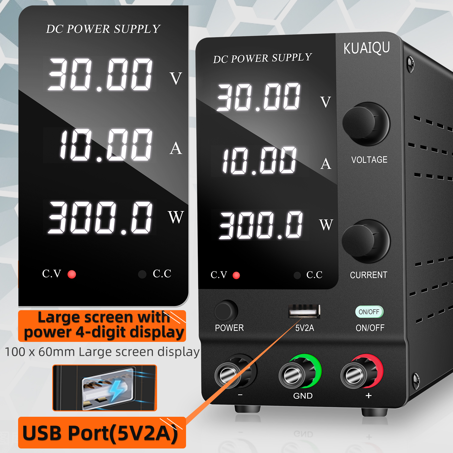 USB Digita Switching DC Laboratory Power Supply Adjustable Source 30V ...
