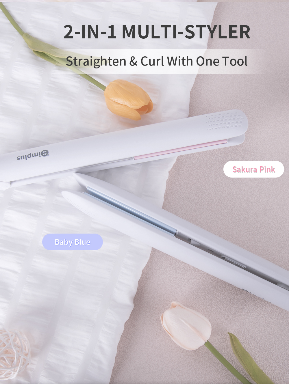 Simplus 2-in-1 Hair Styler | Straightener & Curler | 3D Floating Plates ...