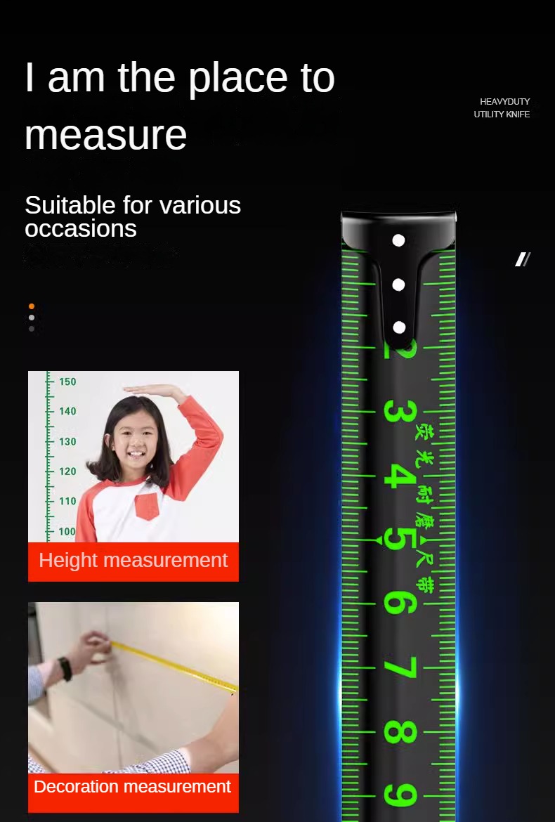 5/7.5/10M Self Locking Fluorescent Steel Tape Measure High-precision ...