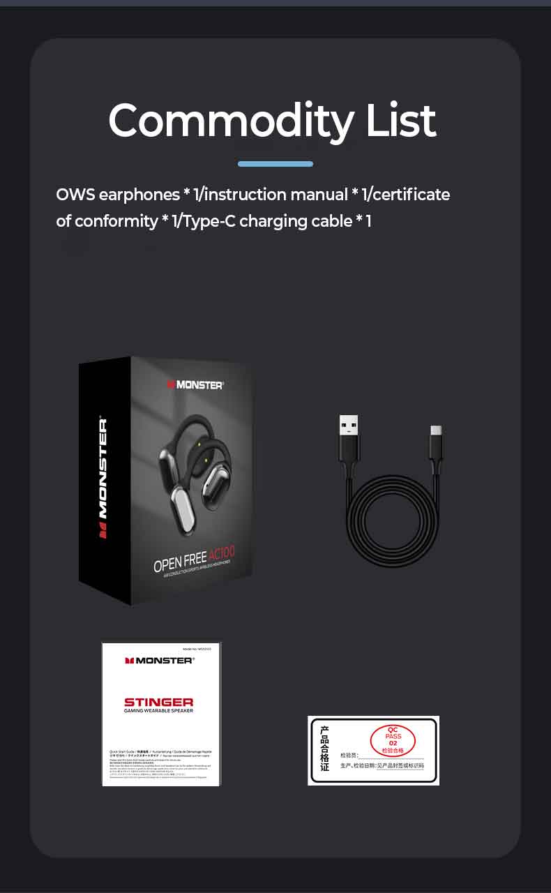 Monster Open Free AC100 Bone Conduction Bluetooth Wireless Sports ...