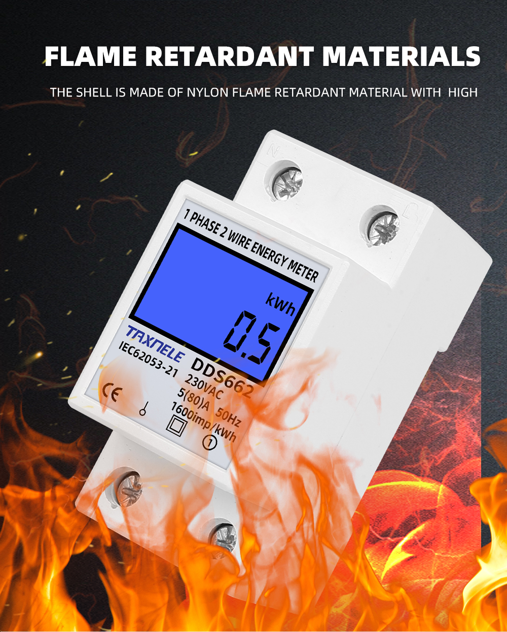 DDS662 Single Phase Two Wire LCD Digital Display Wattmeter Power ...