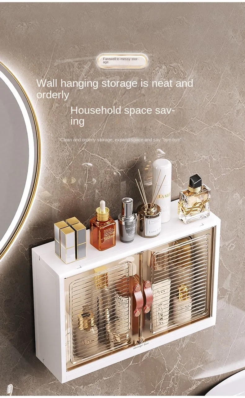 Bathroom Perforation-Free Wall-Mounted Storage Box Cosmetics Toiletries ...