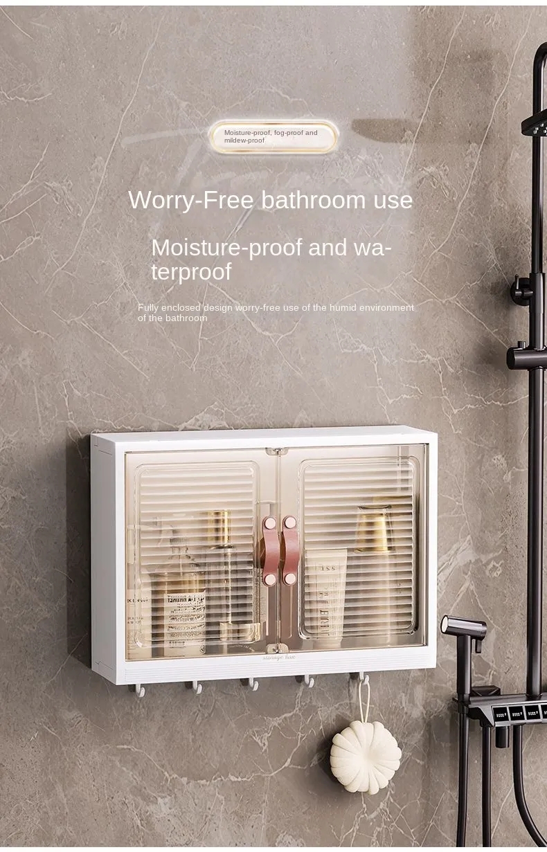 Bathroom Perforation-Free Wall-Mounted Storage Box Cosmetics Toiletries ...