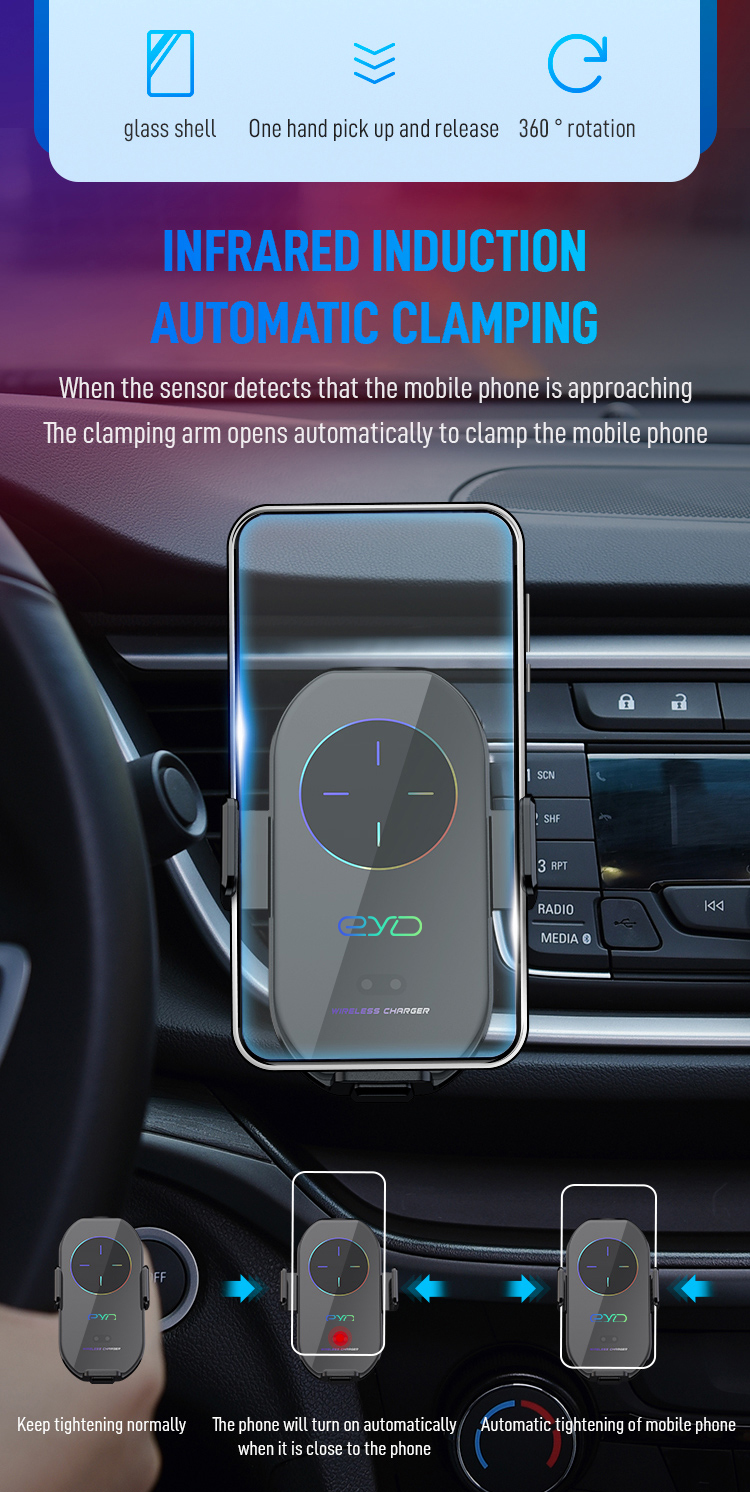 EYD Car Wireless Charger Auto-Clamping Phone Holder A7S | Shopee Malaysia