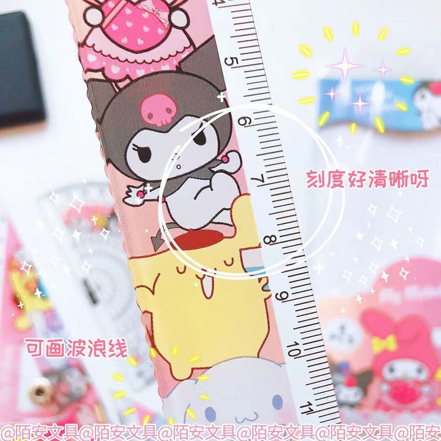Ruler [4-Piece Set] Cartoon Anime Set Student High-Value Exam Ruler ...