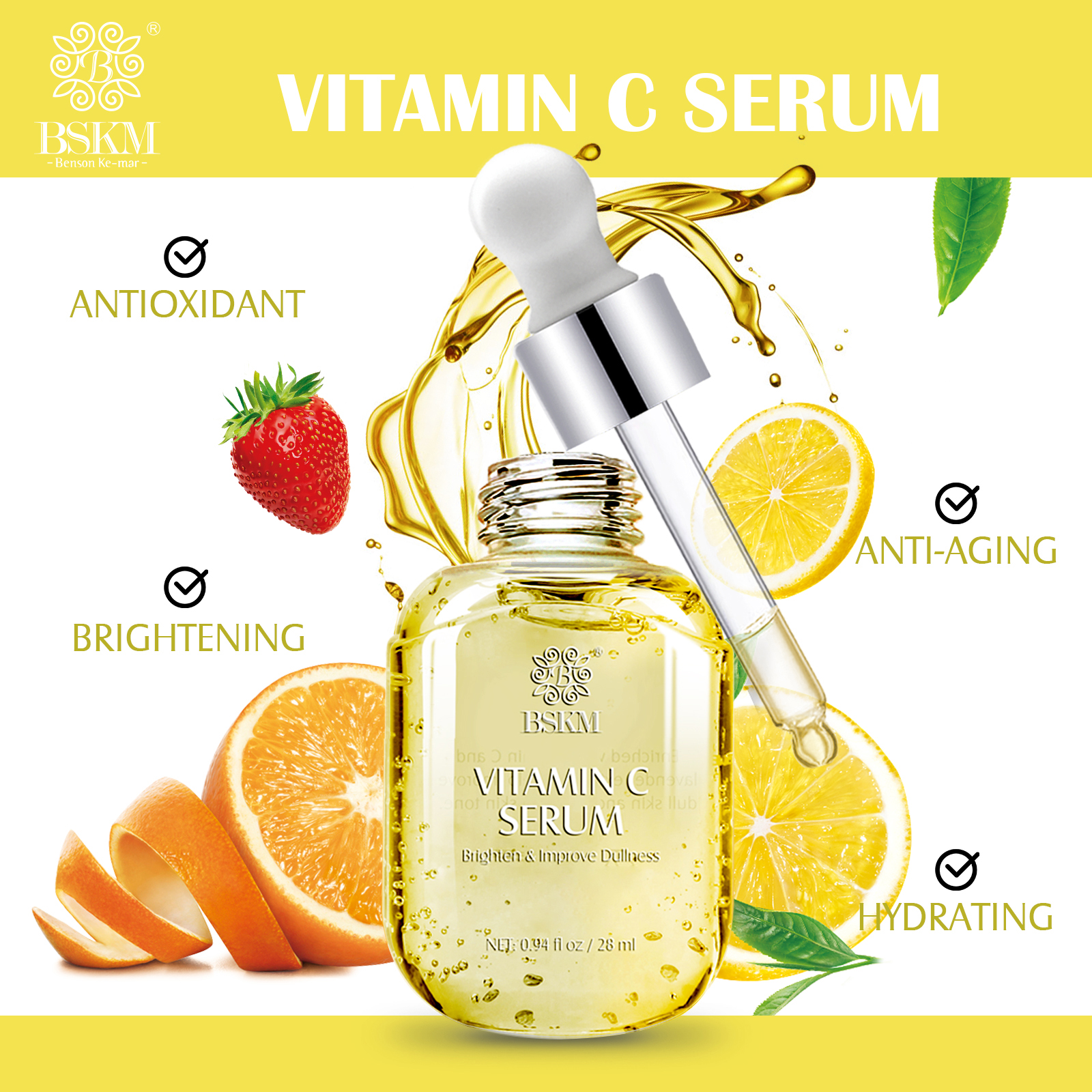 BSKM Vitamin C Serum Whitening Brightening Serum Lightening Dark Spots ...