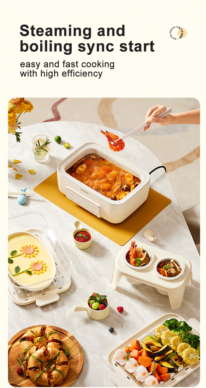 URINGO Electric Steamer Multifunctional Breakfast Cooker Appointment ...