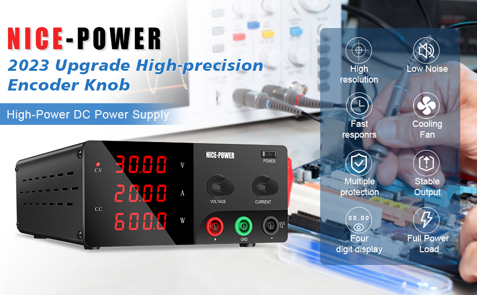 NICE-POWER DC Power Supply Variable, 30V 20A 600W High Power Bench ...