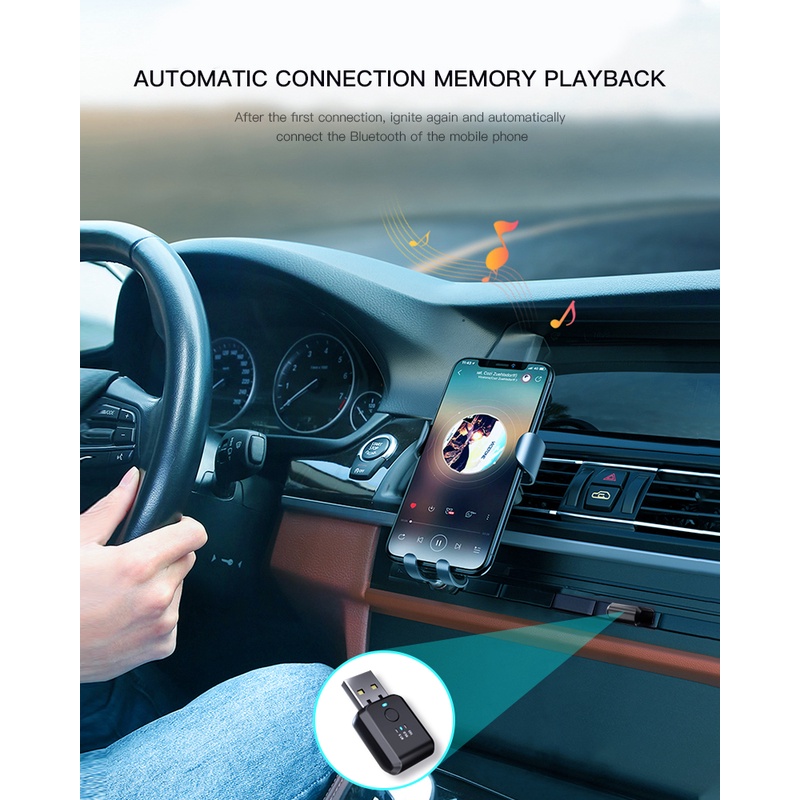 Mini Car Bluetooth 5.3 Transmitter Receiver FM01 Auto Wireless Audio ...