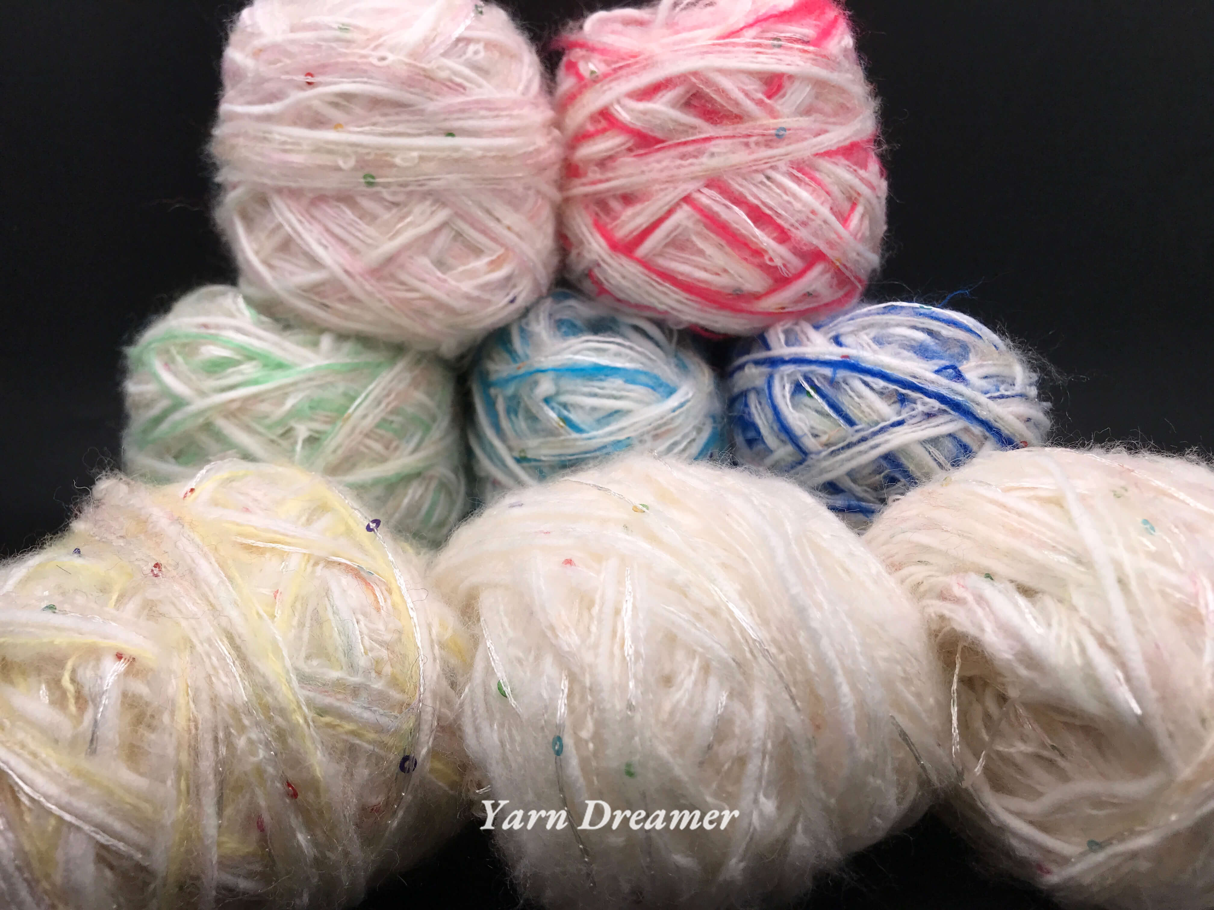 Benang kait Mohair Yarn with Sequins Roving Wool Yarn Hand Knitting ...