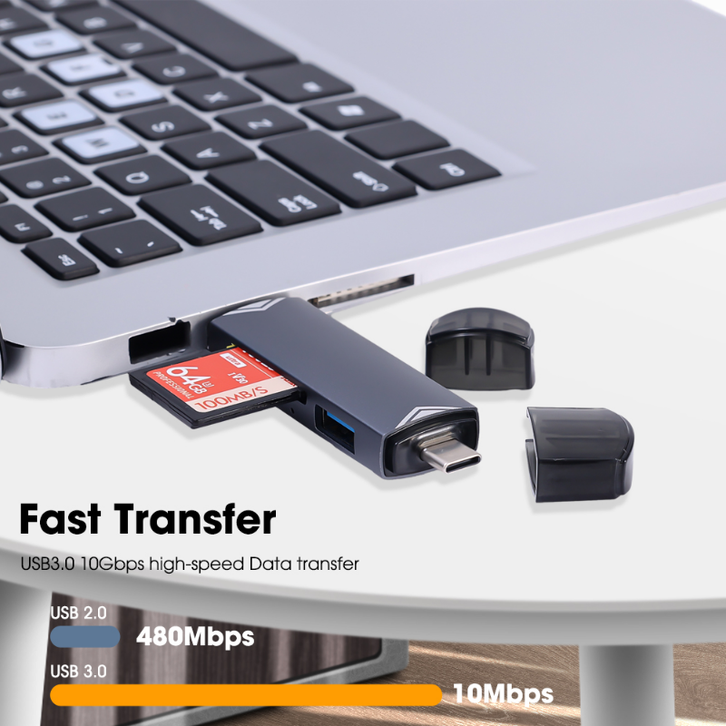6 in1 OTG Card Reader USB Type C Micro to USB3.0 TF SD Adapter Flash ...