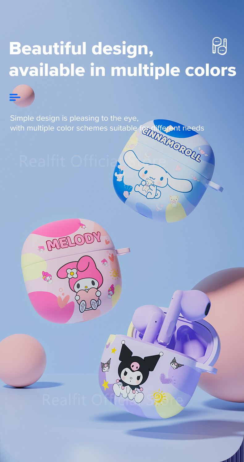 Realfit F1 Wireless Earbuds TWS Bluetooth 5.3 with Colorfull Cute Case ...