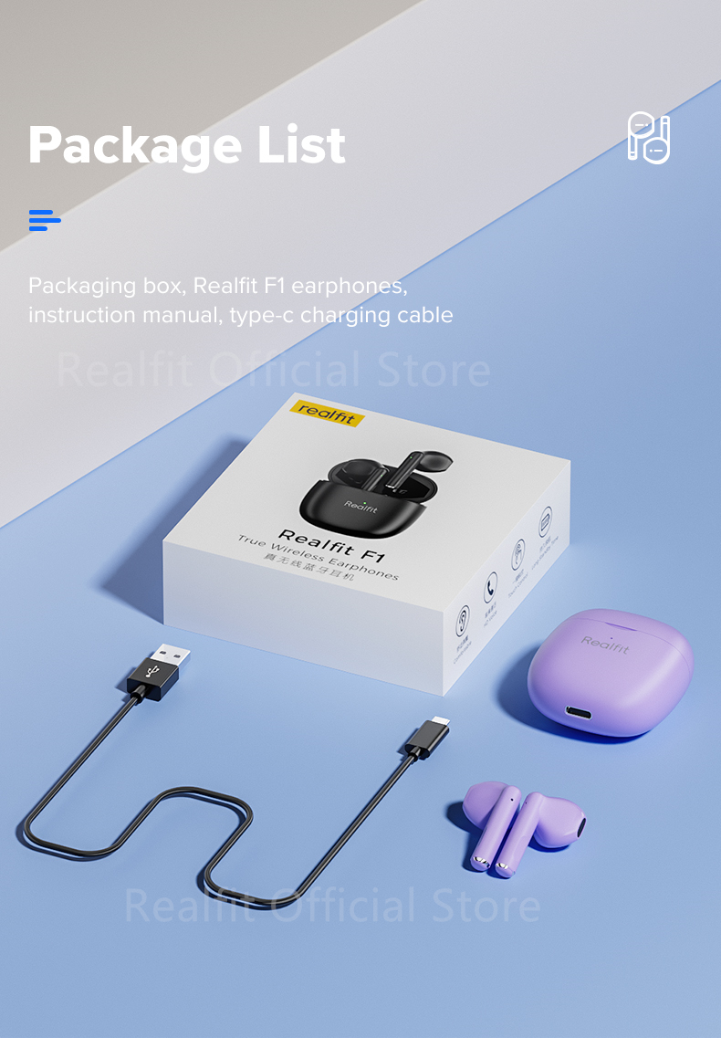 Realfit F1 Wireless Earbuds TWS Bluetooth 5.3 with Colorfull Cute Case ...