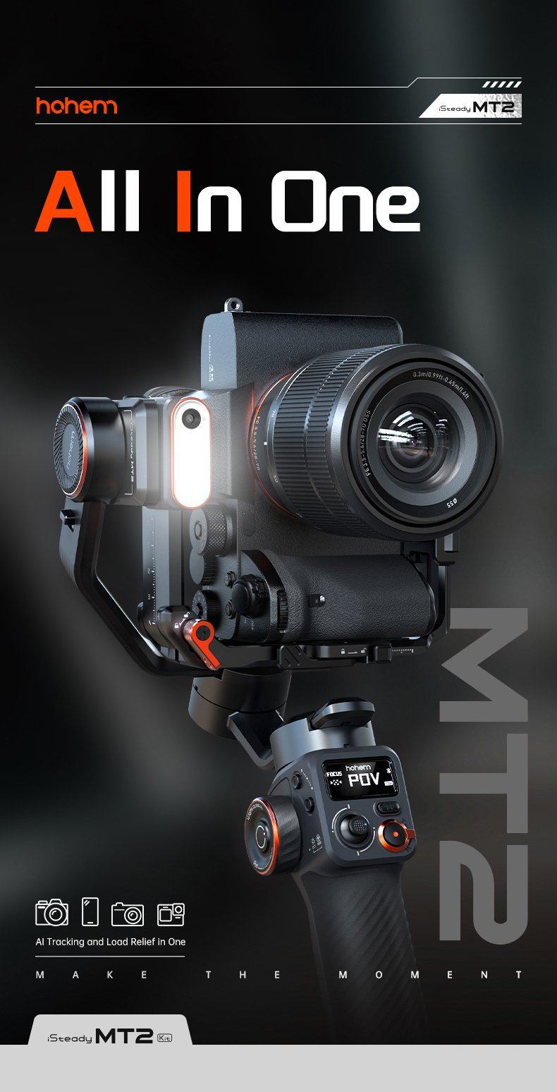 Hohem iSteady MT2 Kit 3 Axis Gimbal for Mirrorless Camera Action Camre ...