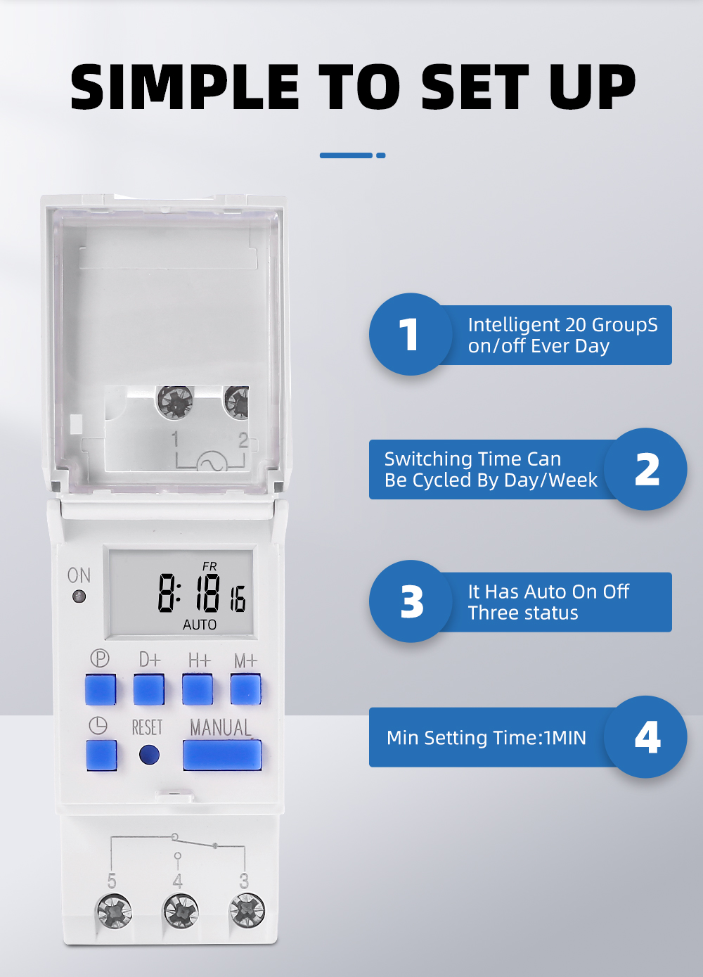 TAXNELE Weekly 7 Days Programmable Digital Timer Switch Control AC 220V ...