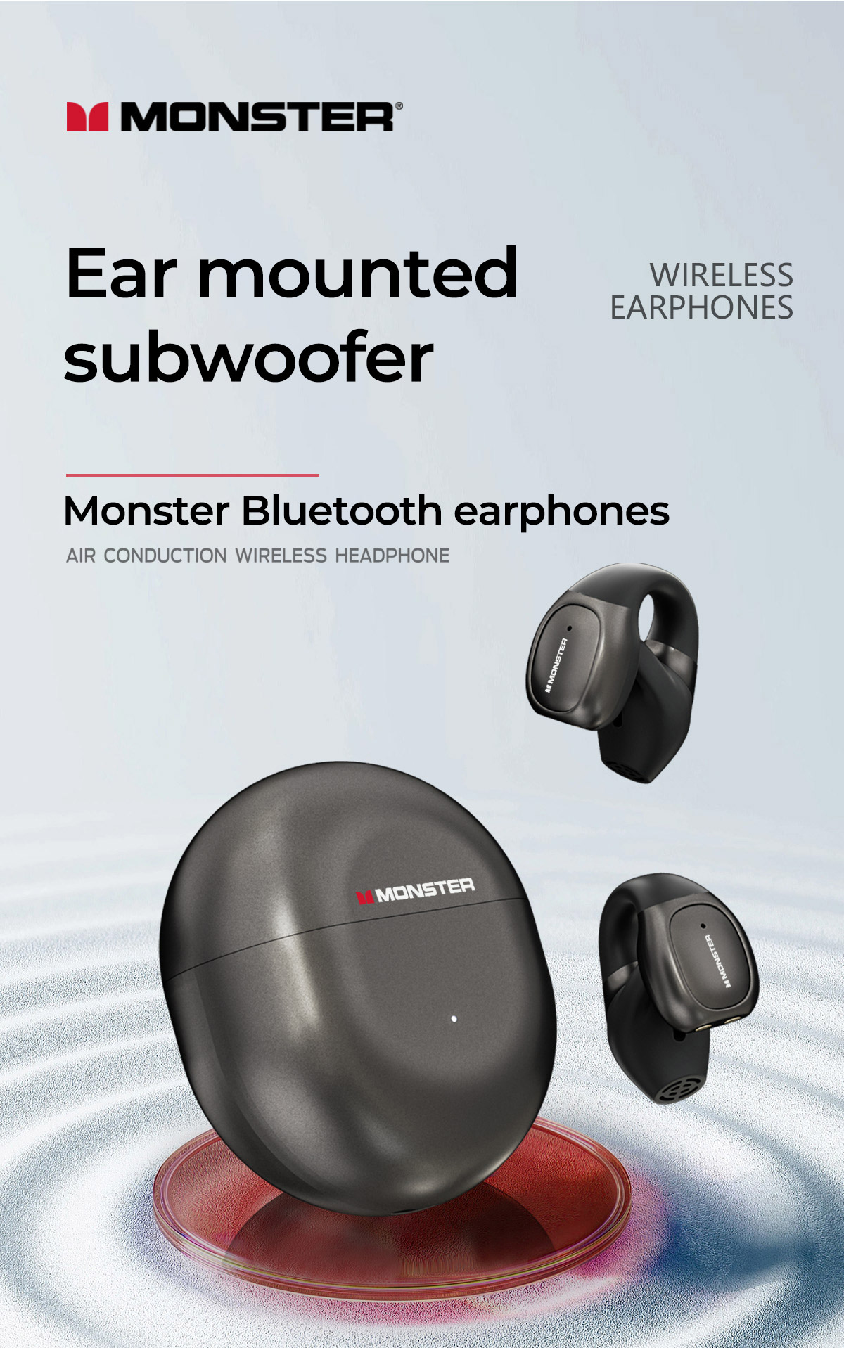 Monster Open Ear 200 Bone Conduction Earphone Bluetooth Wireless Sports ...