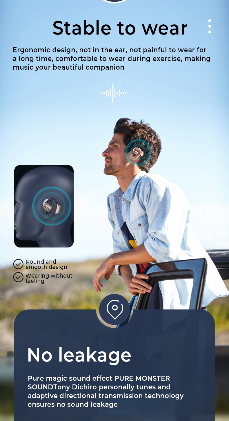 Monster Open Free AC100 Bone Conduction Earphone Bluetooth Earphone ...