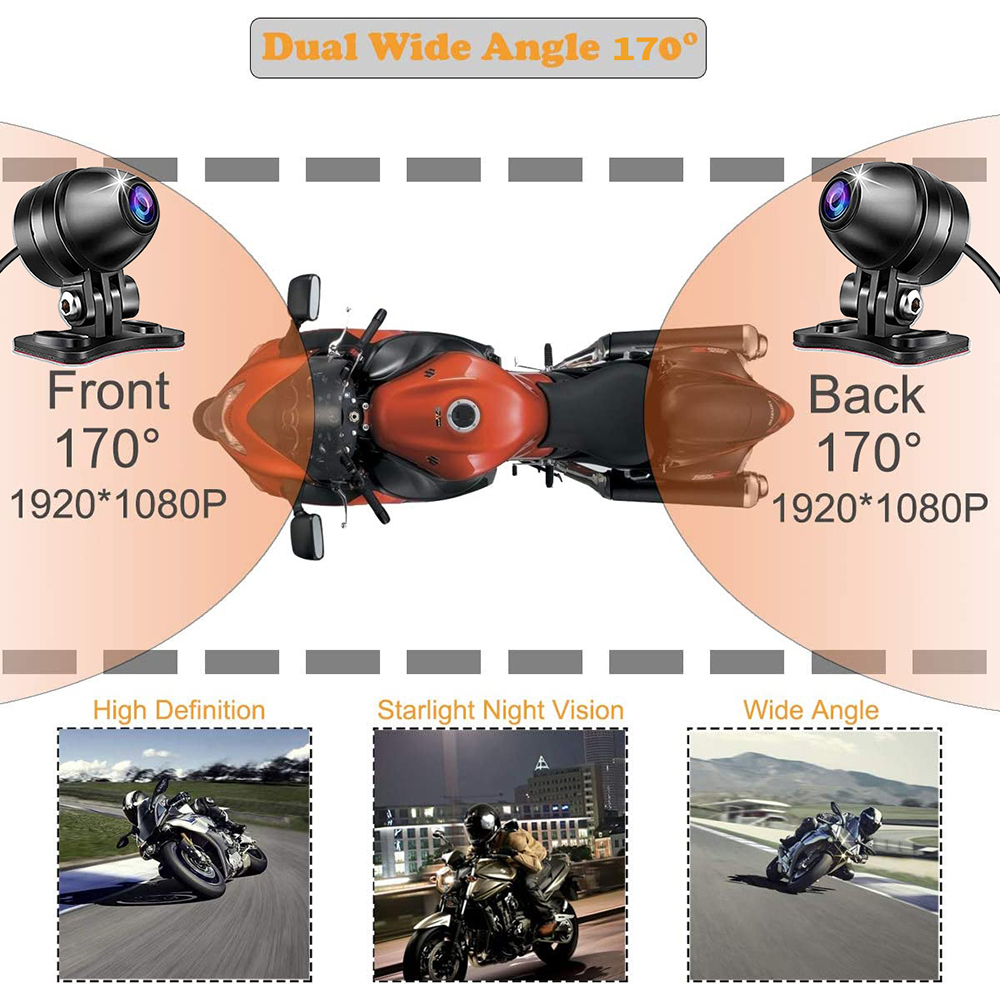 1080P Waterproof WIFI GPS Motorcycle Camera DVR Motorcycle Dashcam 3 ...