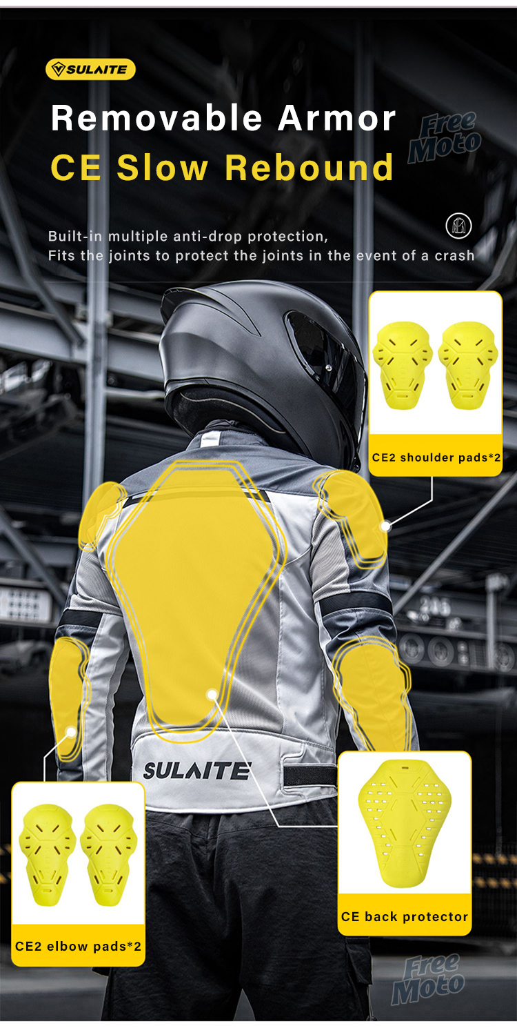 SULAITE Riding Motorcycle Jacket Mesh Anti-drop Breathable Off-Road ...