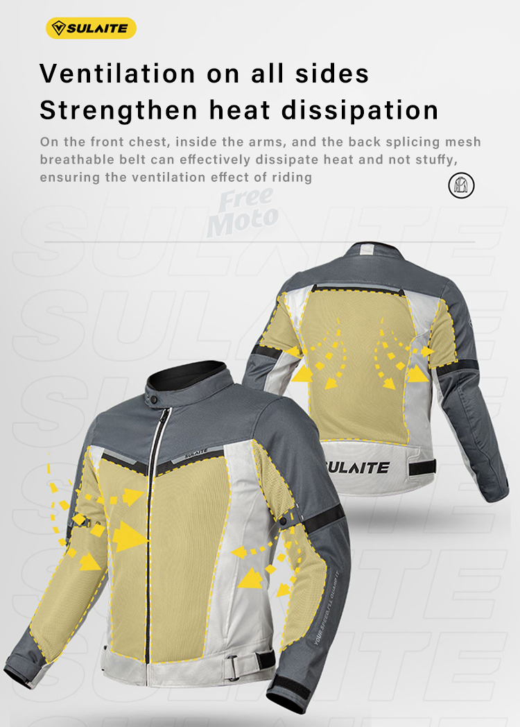 SULAITE Riding Motorcycle Jacket Mesh Anti-drop Breathable Off-Road ...
