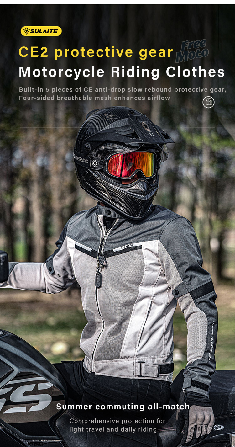 SULAITE Riding Motorcycle Jacket Mesh Anti-drop Breathable Off-Road ...