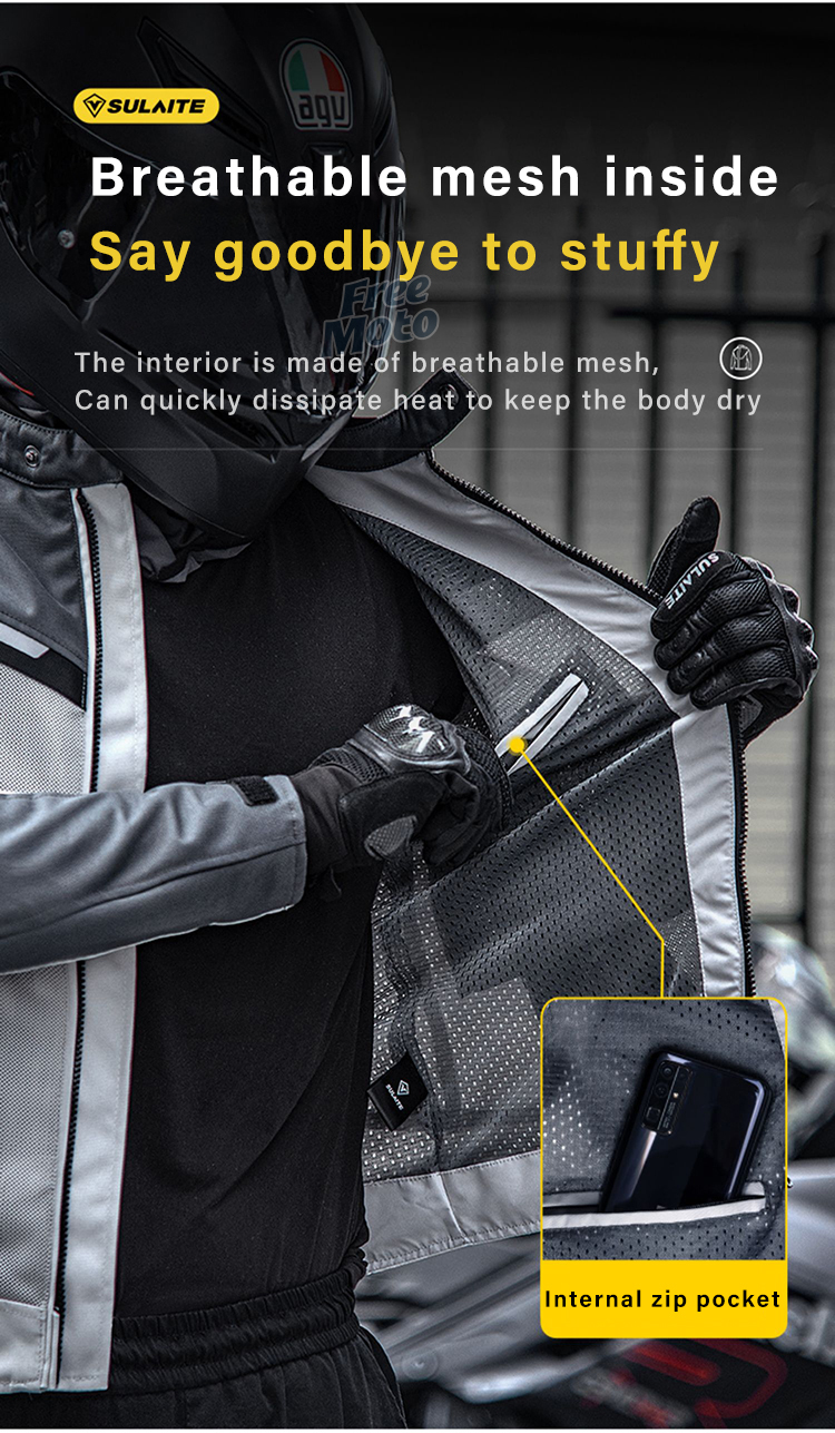 SULAITE Riding Motorcycle Jacket Mesh Anti-drop Breathable Off-Road ...
