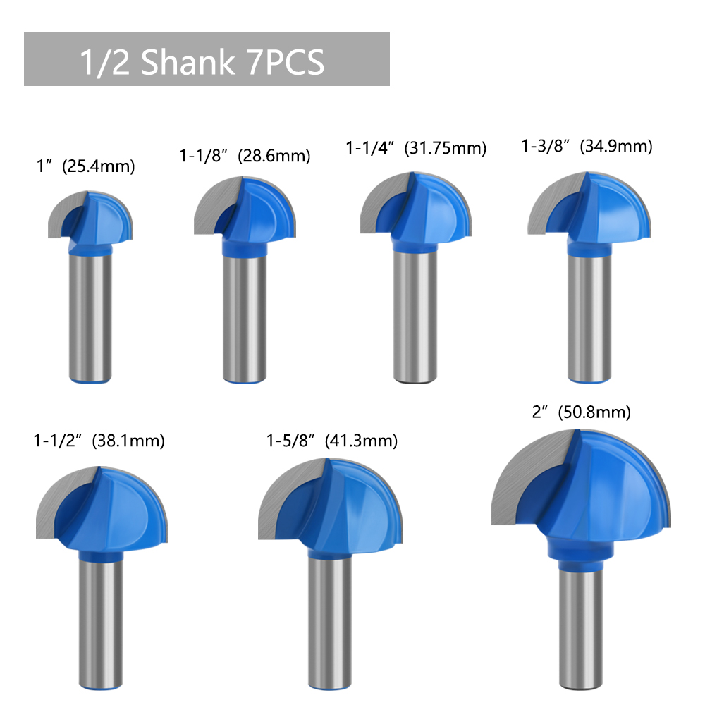LAVIE 1pc 1/2 shank Round Nose Two Flutes Router Bit set for ...