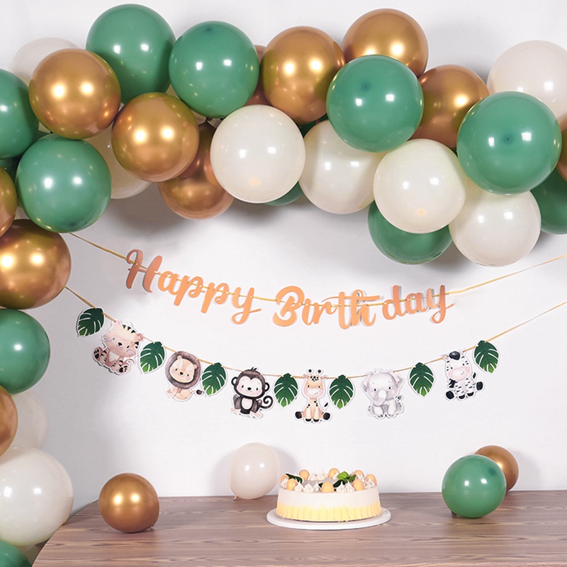 Jungle Safari Birthday Banner Wild One Congratulations Flag Letter ...
