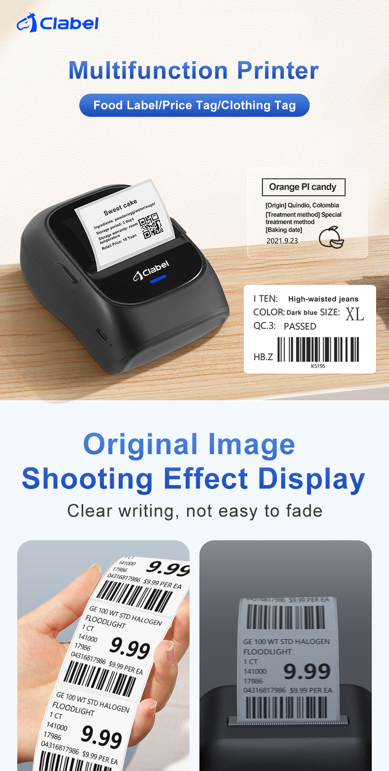 CLABEL 221B Portable Label Printer Bluetooth Thermal Printer ...