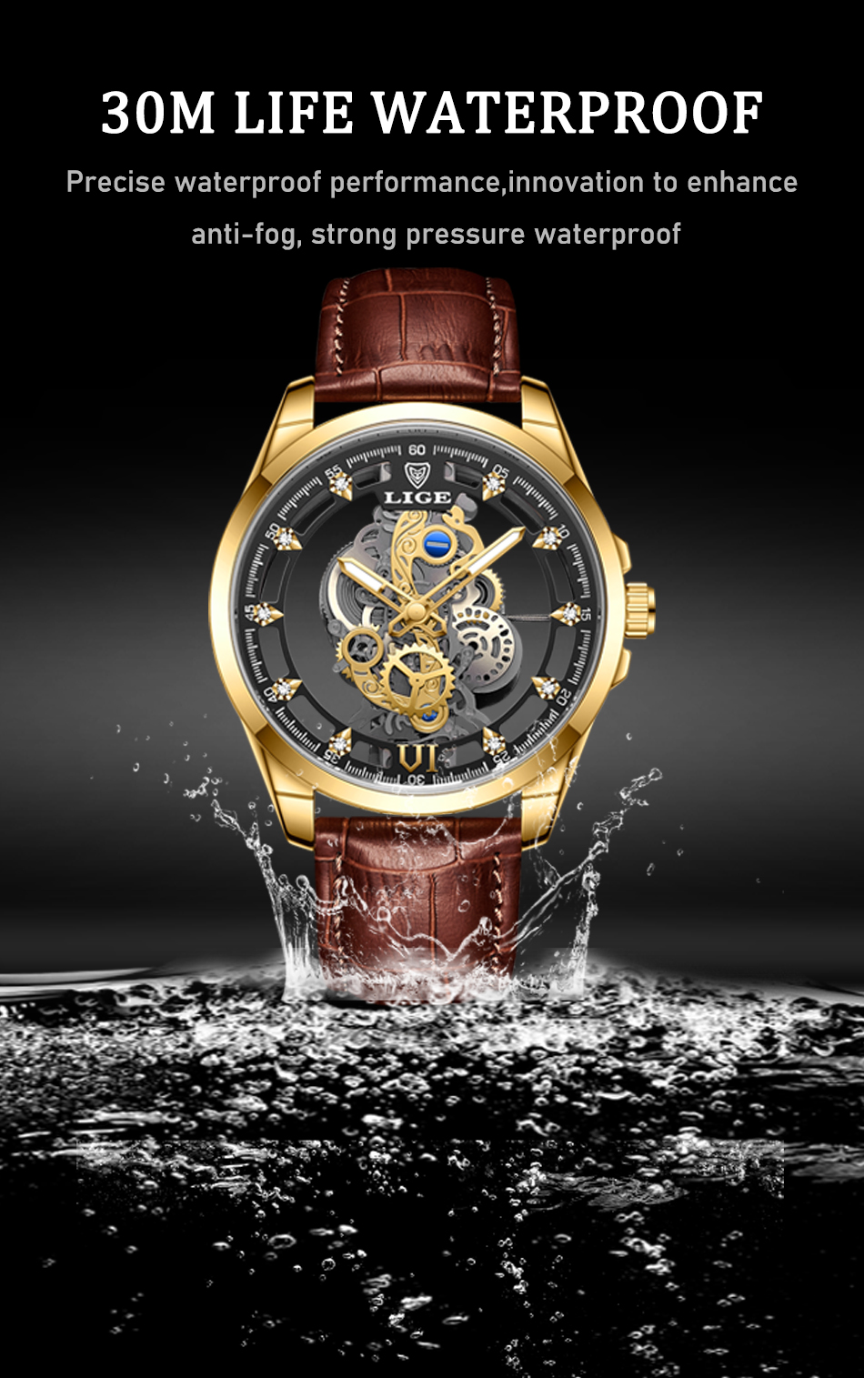 LIGE Jam Tangan lelaki Skeleton Watch Luminous Tech Sense Chronograph ...