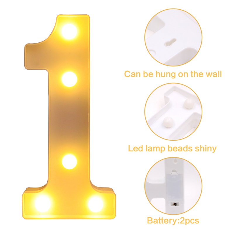 21CM Number Light Up 3D LED Night Lamp 0-9 Digital Plastic Marquee Sign ...