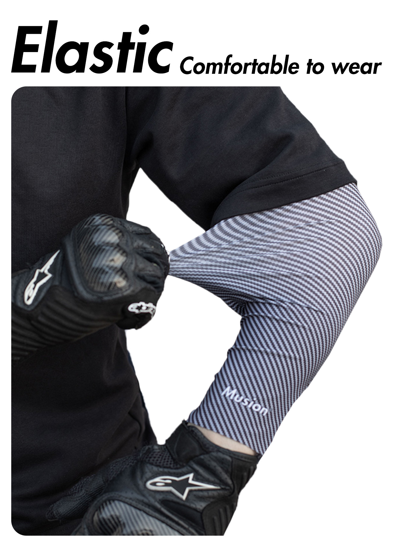 Musion Original Arm Sleeve Motor Sun Protection Ice Silk Handsock for ...