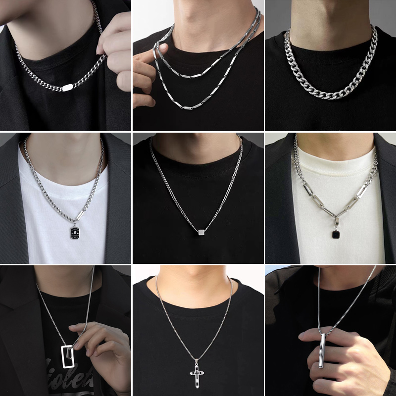 Fashion Stainless Steel Necklace Men Cross Pendant Cuban Snake Chain ...