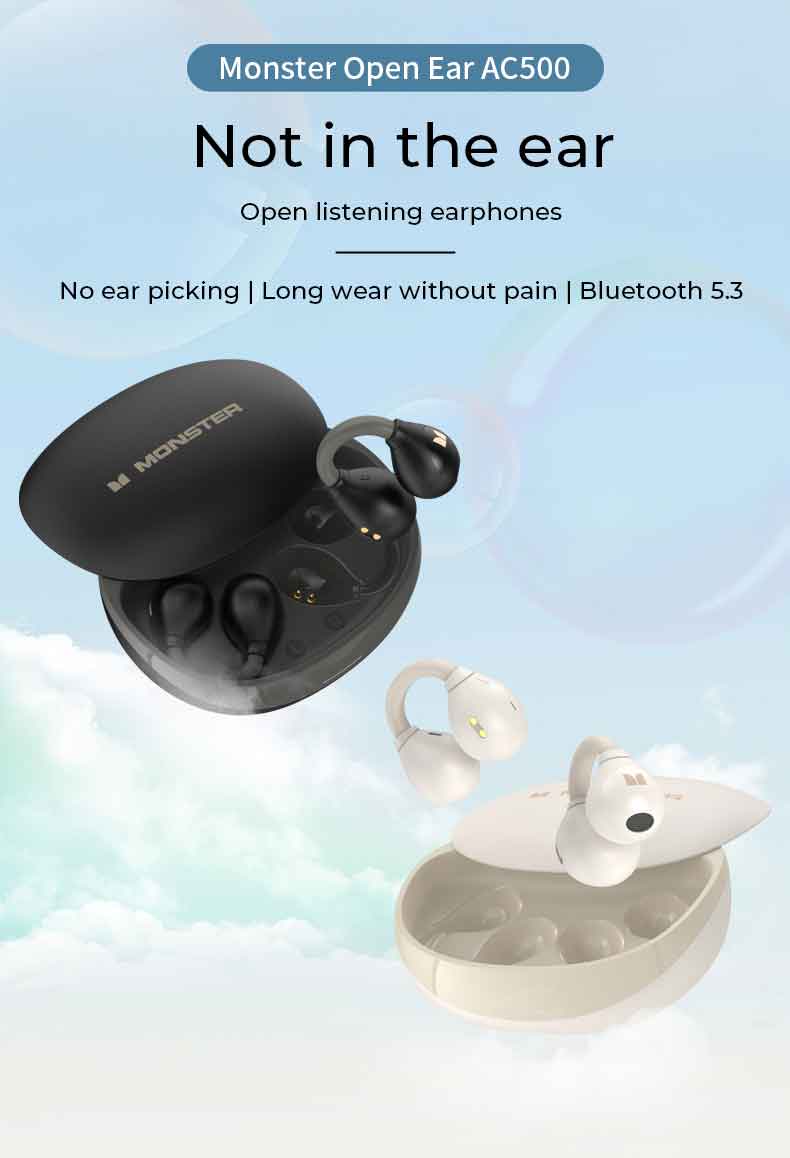 Monster MH22180 Bone Conduction 5.3 Bluetooth Wireless Sports ...
