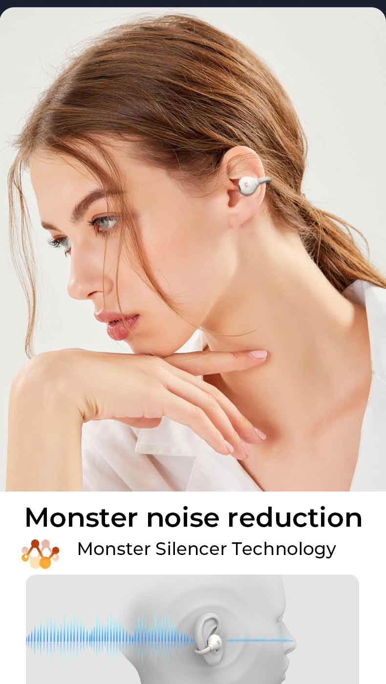 Monster MH22180 Bone Conduction 5.3 Bluetooth Wireless Sports ...