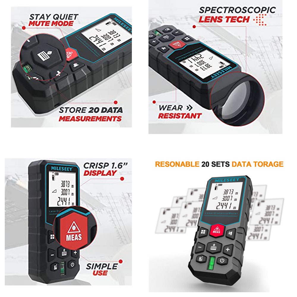 Mileseey Professional Laser Rangefinder X5 40M 60M 80M 100M High ...