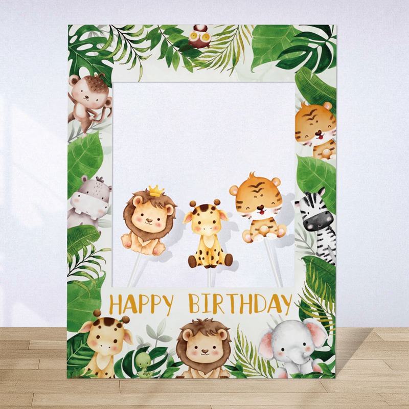 Jungle Animals Frame Photo Prop Birthday Party Decor For Kids Paper ...