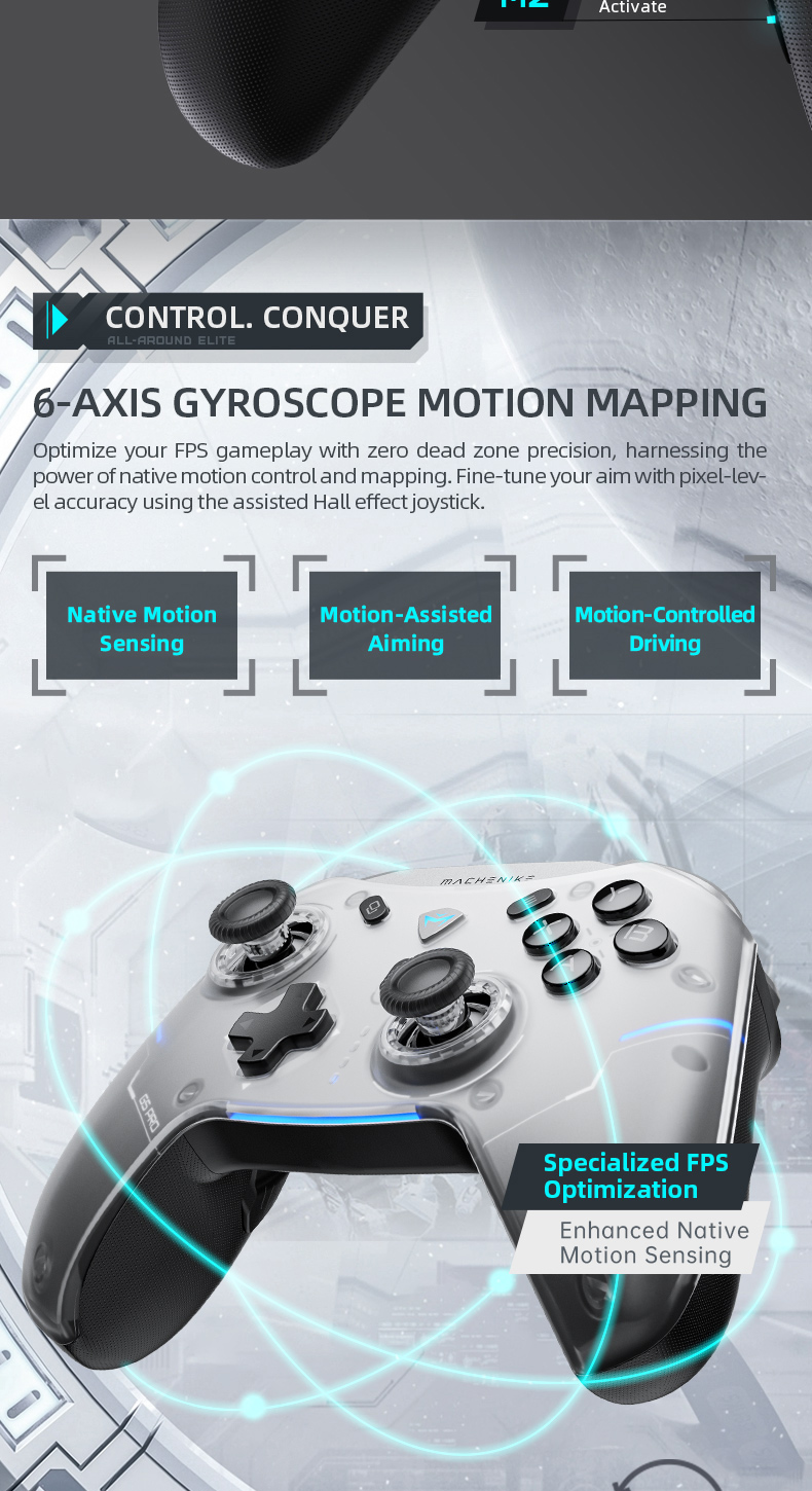 Machenike G5 Pro wireless gamepad controller Hall linear trigger mechanical buttons 6 axis ...