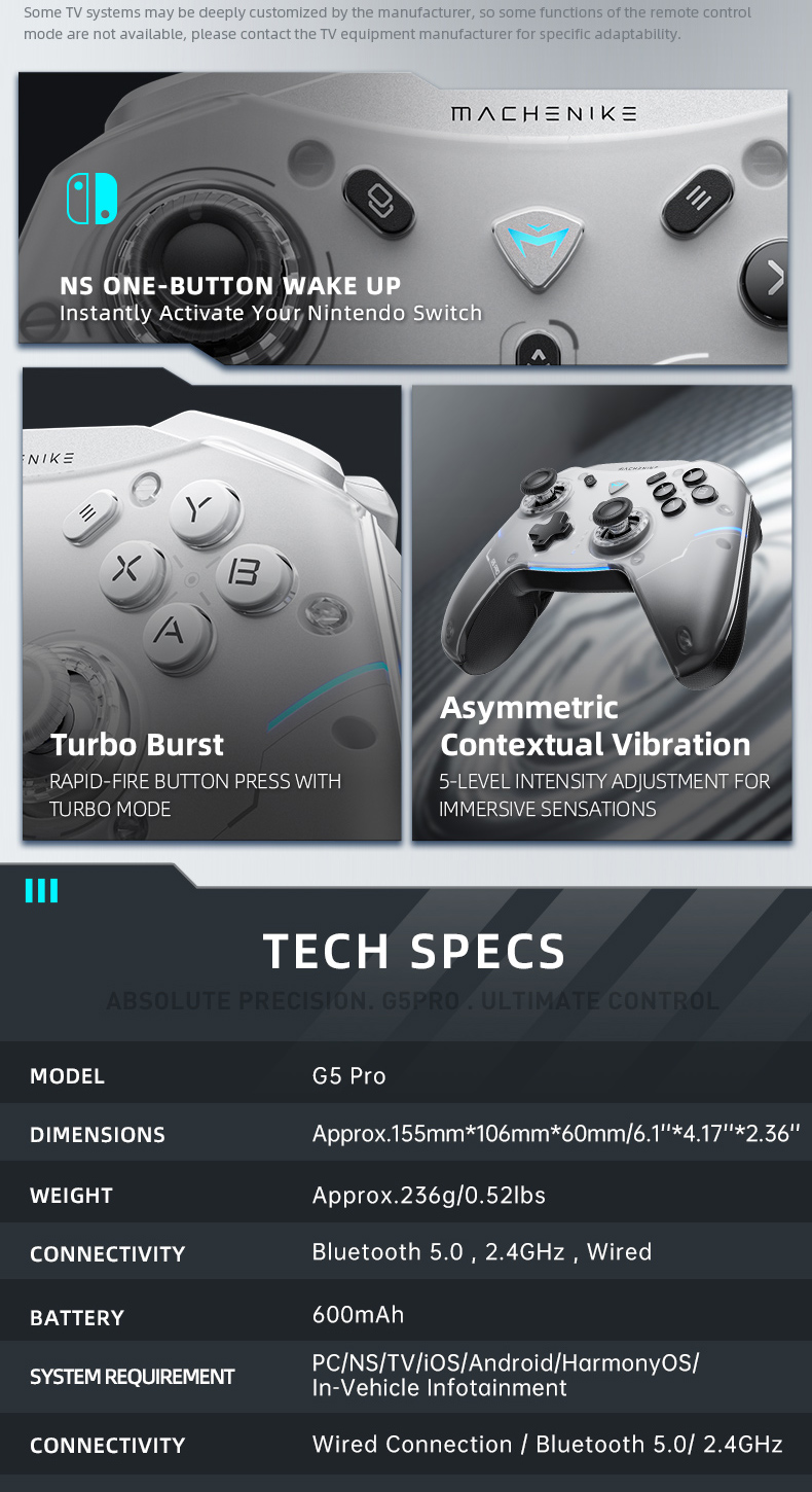 Machenike G5 Pro wireless gamepad controller Hall linear trigger ...