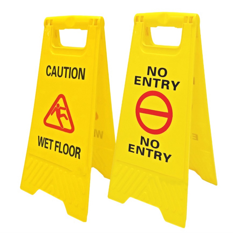 【BWE】Yellow Foldable Floor Sign Board Stand NO PARKING NO ENTRY WET ...