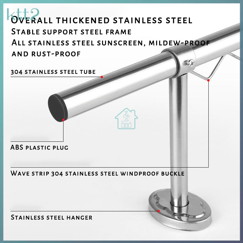 304 stainless steel clothes drying pole balcony outdoor ceiling ...