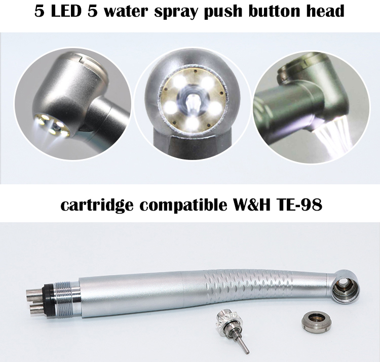 New High Speed 5 LED Light 5 Water Spray Handpiece 2/4Hole dental ...