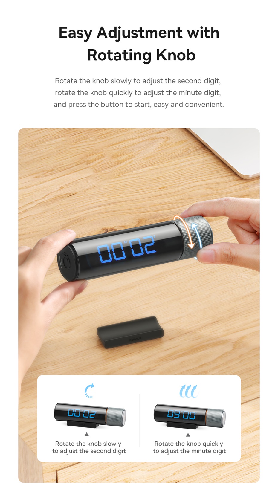 Baseus Magnetic Digital Knob Countdown Timer for Kitchen Cooking Study ...