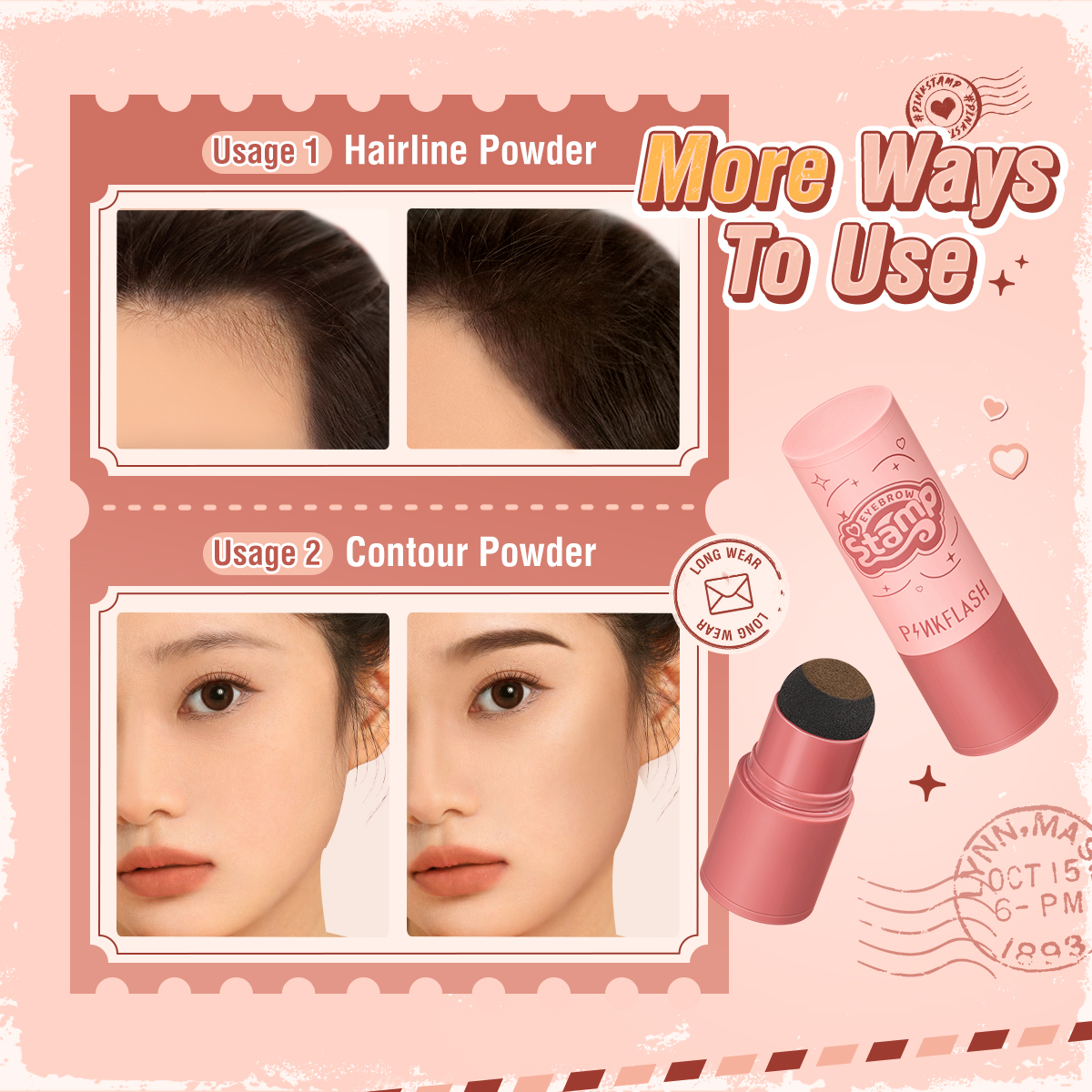 PINKFLASH Pink Stamp Eyebrow Powder Full-pigment Waterproof Cushion ...