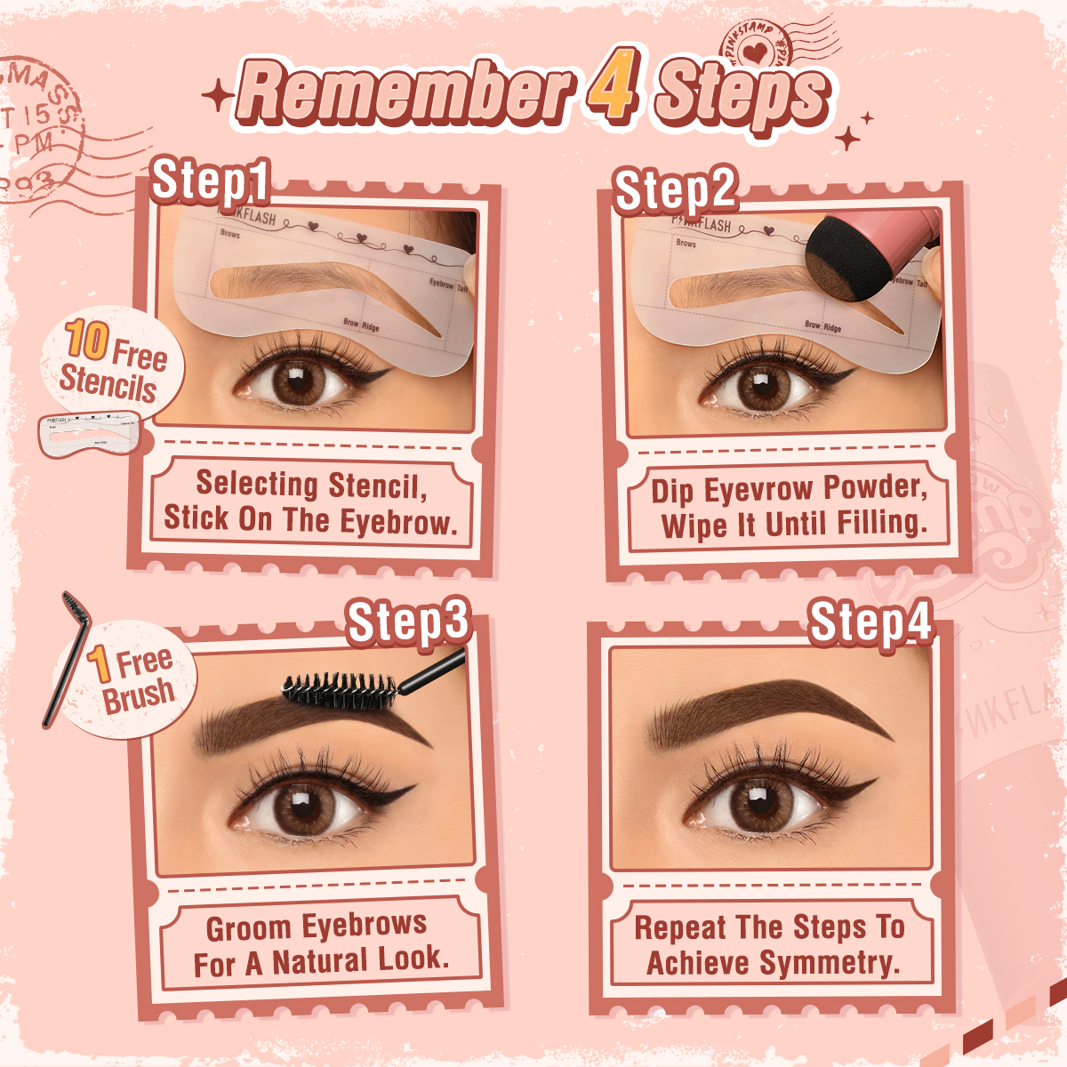 PINKFLASH Pink Stamp Eyebrow Powder Full-pigment Waterproof Cushion ...