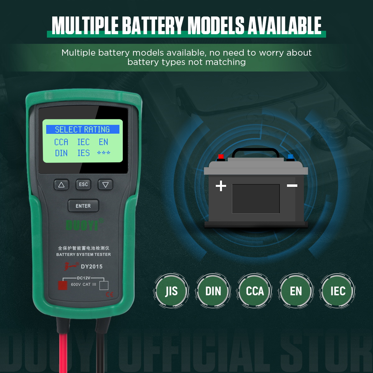 DUOYI DY2015 12V Car Battery Tester Car Battery System Tester Battery ...