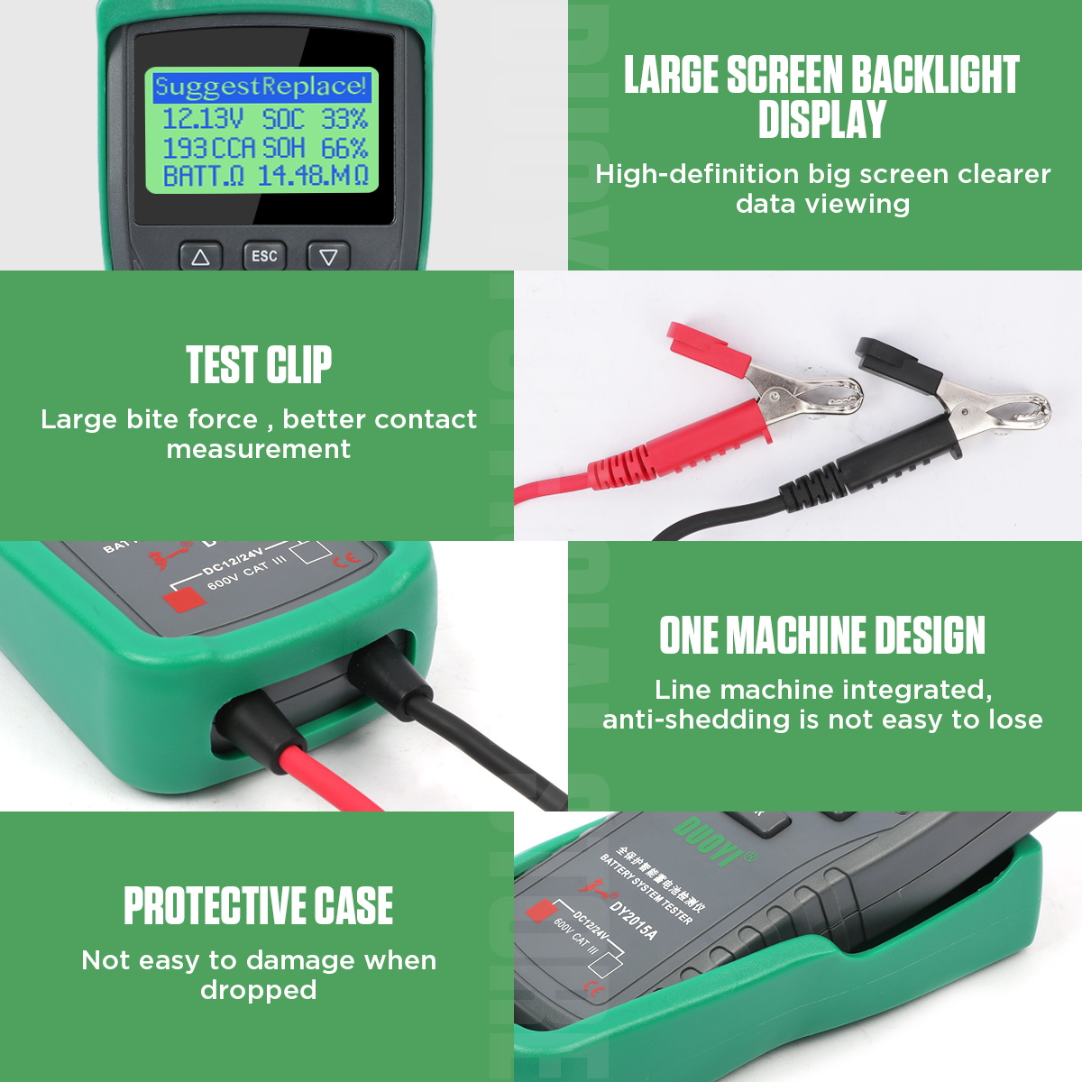 DUOYI DY2015A 12V/24V Car Battery System Tester Analyzer Lead Acid Auto ...